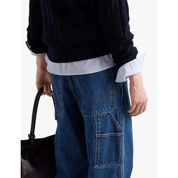 Prada Triangle-logo Light Denim Cargo Jeans