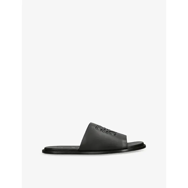 Loewe Flex Anagram Leather Sliders - Black