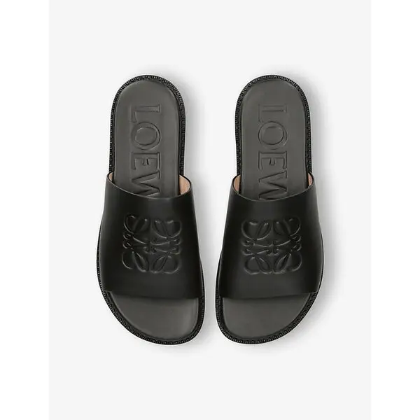 Loewe Flex Anagram Leather Sliders - Black