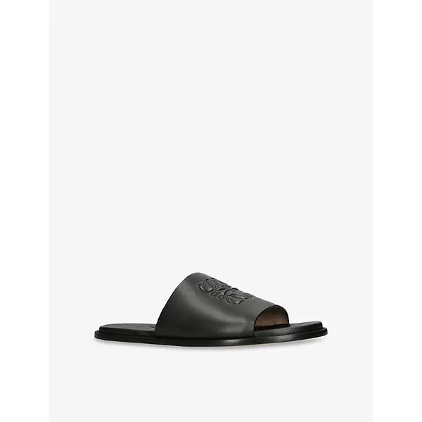 Loewe Flex Anagram Leather Sliders - Black