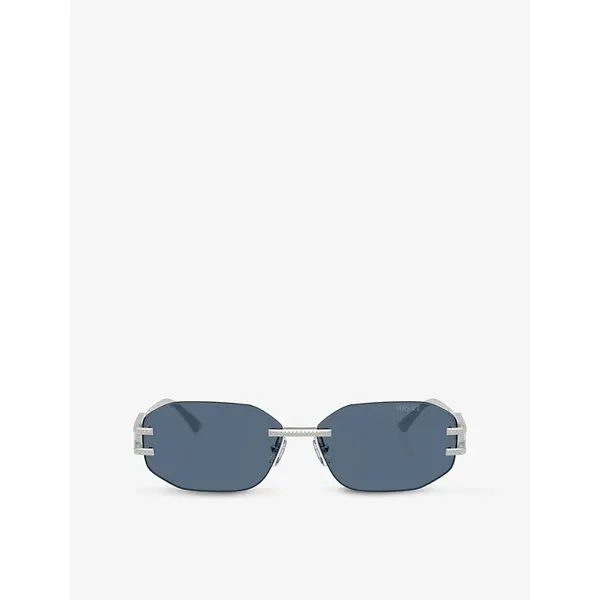Versace Ve2274 Irregular-frame Metal Sunglasses - Silver