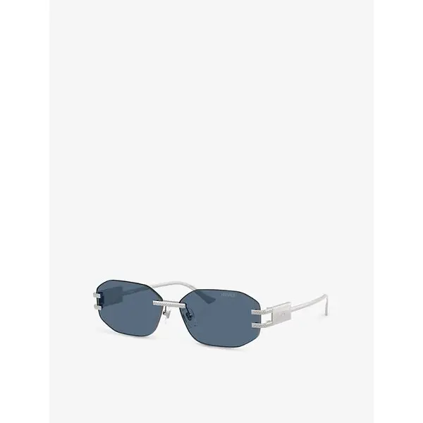 Versace Irregular-frame Metal Sunglasses - Silver
