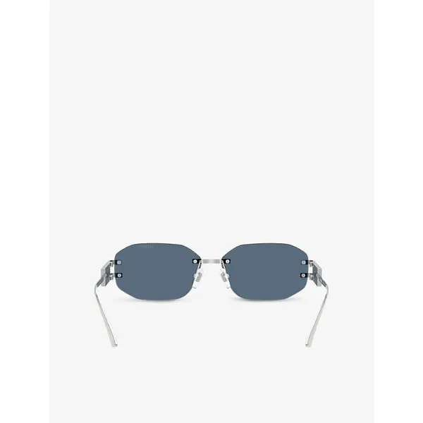 Versace Irregular-frame Metal Sunglasses - Silver