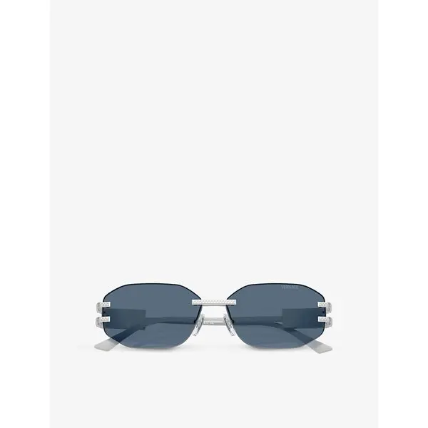 Versace Irregular-frame Metal Sunglasses - Silver