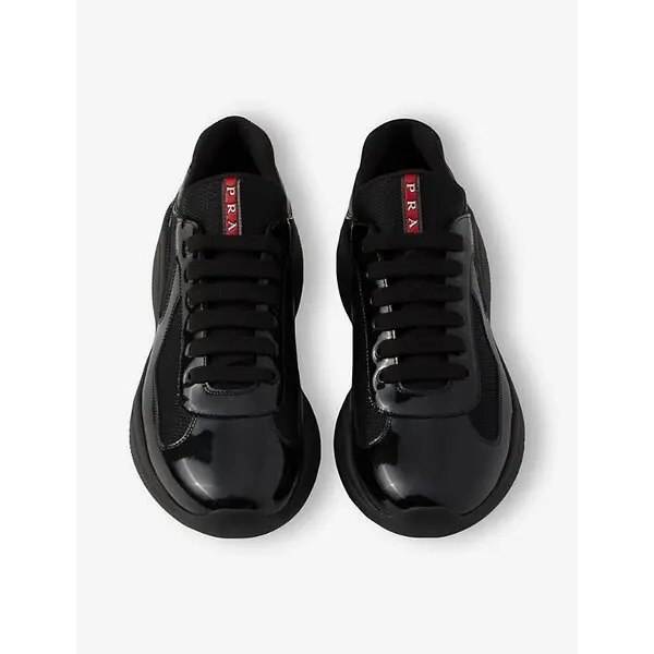 Prada America's Cup Patent-leather Low-top Trainers - Black