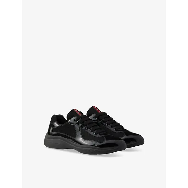 Prada America's Cup Patent-leather Low-top Trainers - Black