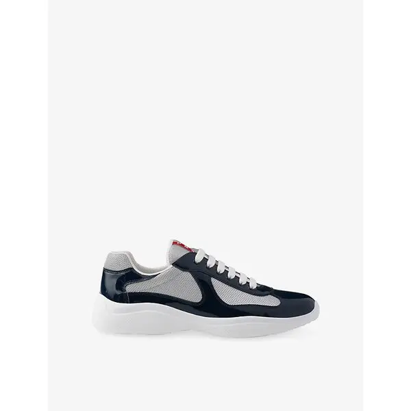 Prada America's Cup Patent-leather Low-top Trainers - Blue