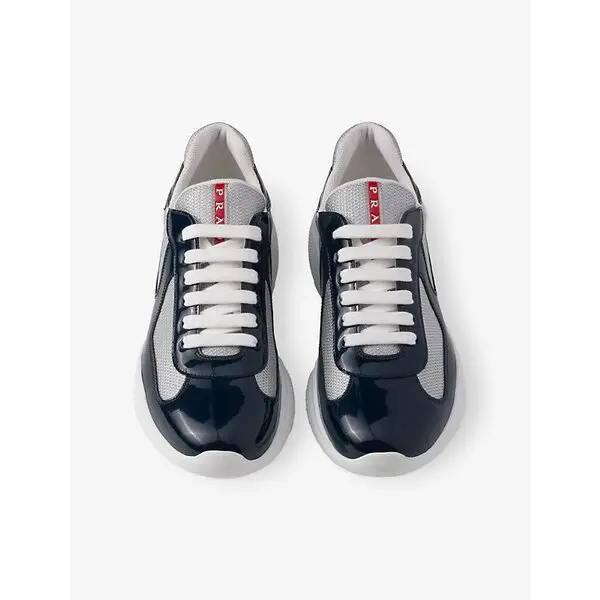 Prada America's Cup Patent-leather Low-top Trainers - Blue