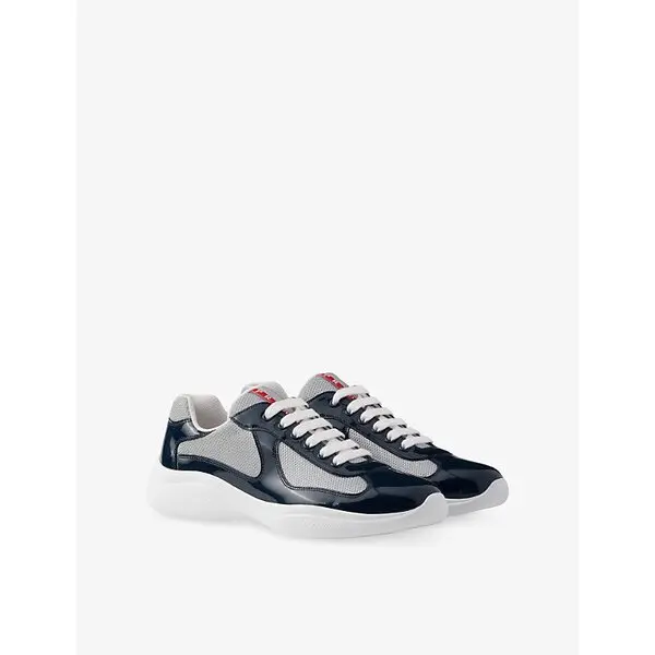 Prada America's Cup Patent-leather Low-top Trainers - Blue