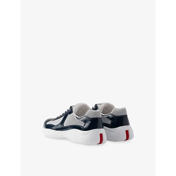 Prada America's Cup Patent-leather Low-top Trainers - Blue