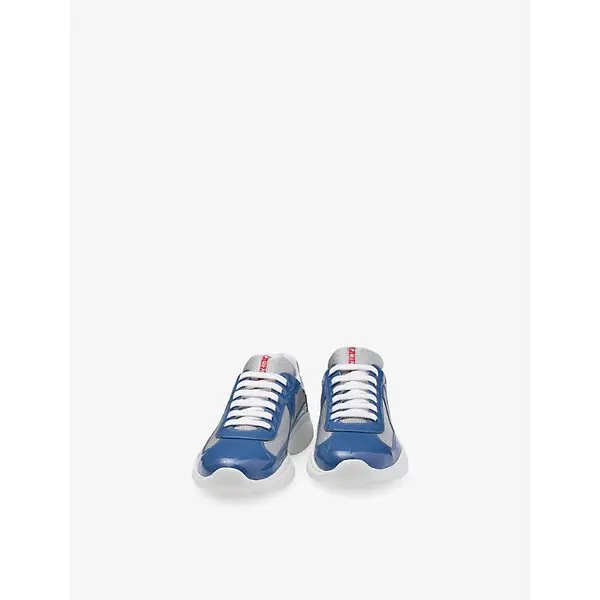 Prada America's Cup Patent-leather Low-top Trainers - Blue