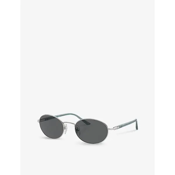 Persol Po1018s Ida Round Frame Metal Sunglasses - Silver