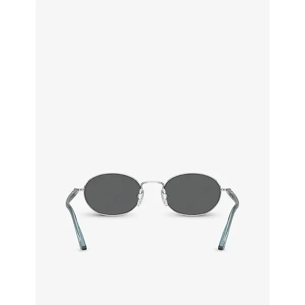 Persol Po1018s Ida Round Frame Metal Sunglasses - Silver