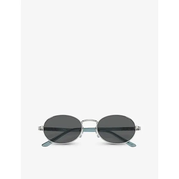 Persol Po1018s Ida Round Frame Metal Sunglasses - Silver