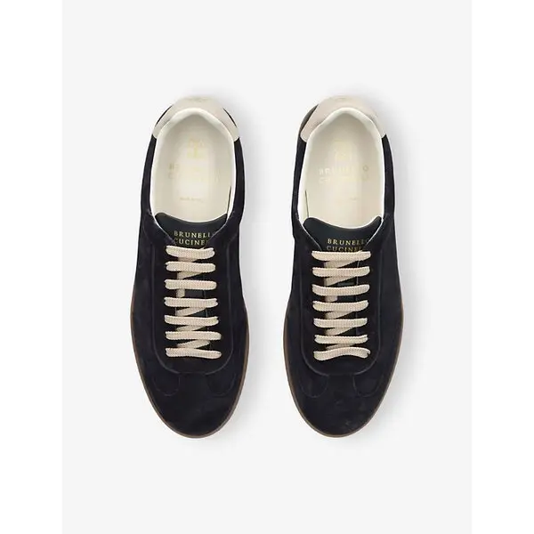 Brunello Cucinelli Foiled-logo Suede Low-top Trainers