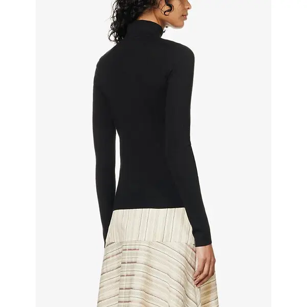 JOSEPH High-neck Ribbed Silk-blend Jumper