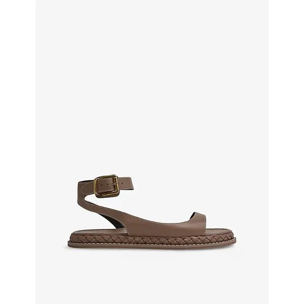 REISS Gabi Plait-detail Leather Sandals