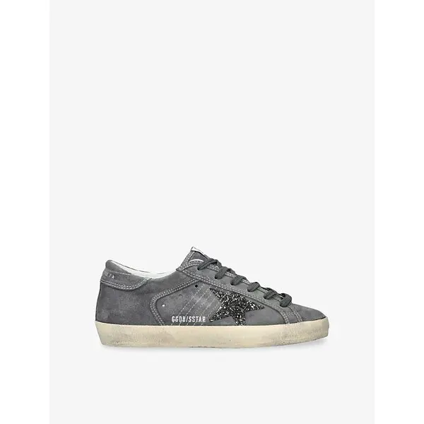 GOLDEN GOOSE Superstar Suede Trainers With Glitter Star - Grey/dark