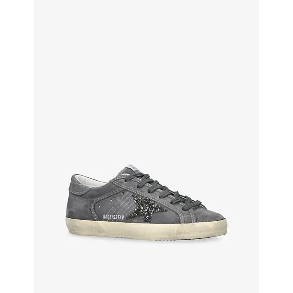GOLDEN GOOSE Superstar Suede Trainers With Glitter Star - Grey/dark