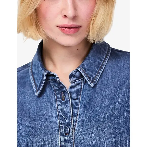 RO&ZO Cropped Long-sleeve Denim Shirt