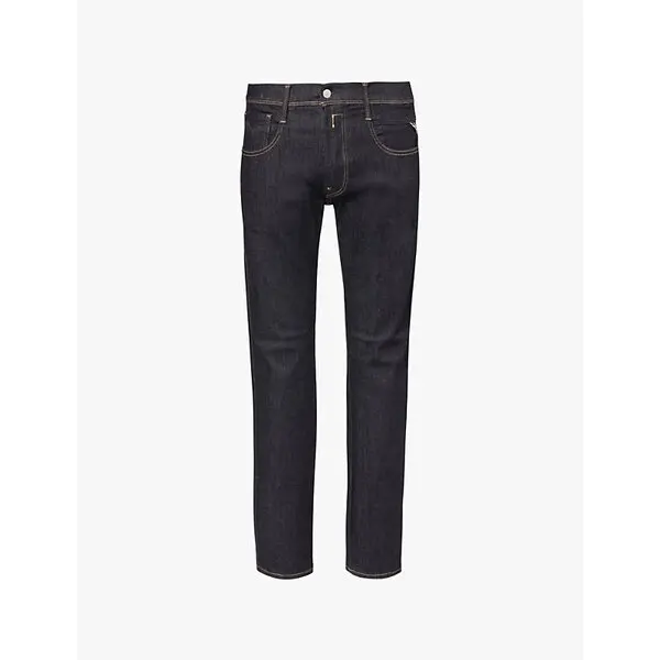 REPLAY Anbass Hyperflex Slim-fit Straight-leg Jeans - Dark Blue