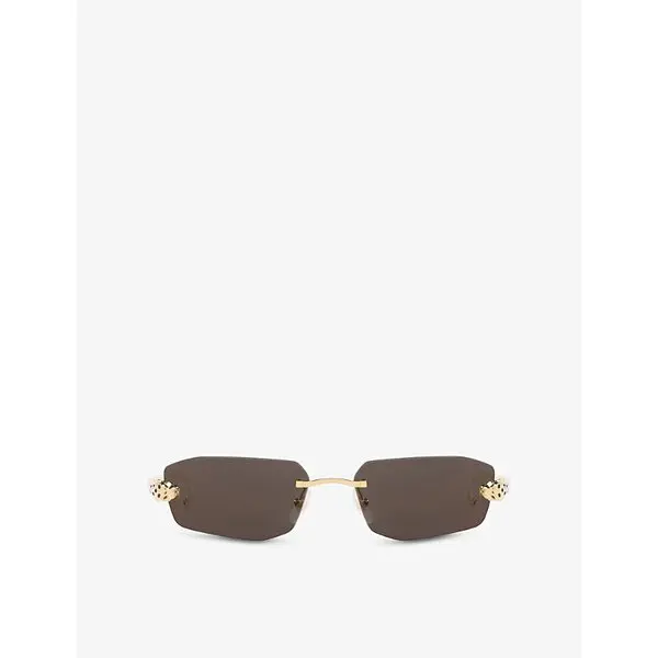 Cartier Panthère Rectangle Metal Sunglasses - Gold