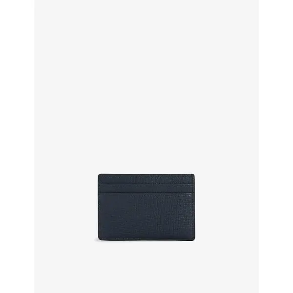Smythson Flat Leather Card Holder - Navy