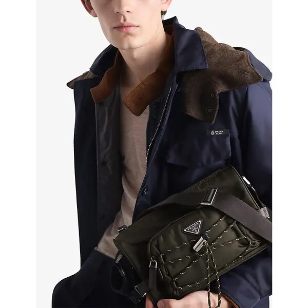 Prada Re-nylon And Leather Shoulder Bag - Green