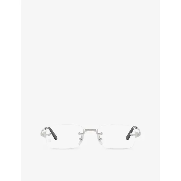 Cartier Rectangle-frame Metal Optical Glasses - Silver