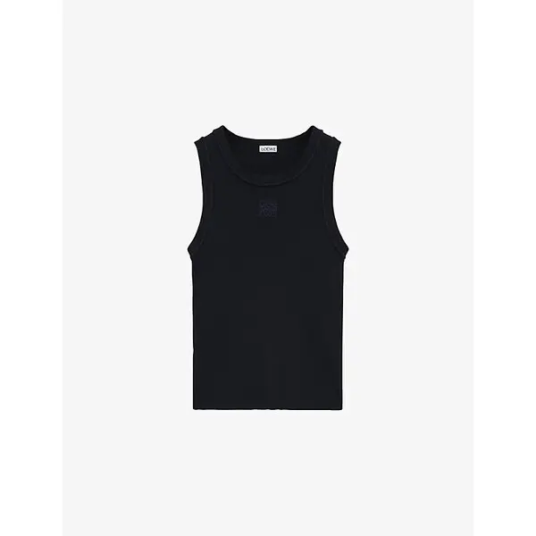 Loewe Anagram Ribbed Stretch-woven Tank Top - Black