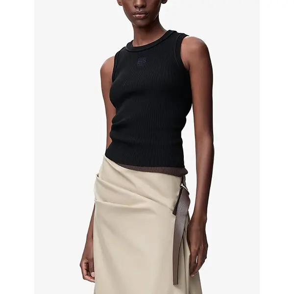 Loewe Anagram Ribbed Stretch-woven Tank Top - Black