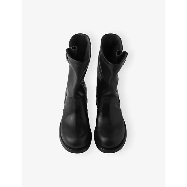 Prada Logo-embellished Leather Biker Boots
