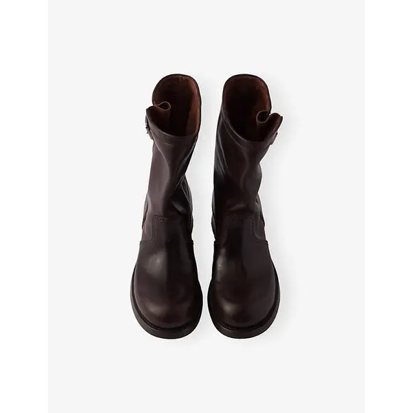 Prada Logo-embellished Leather Biker Boots