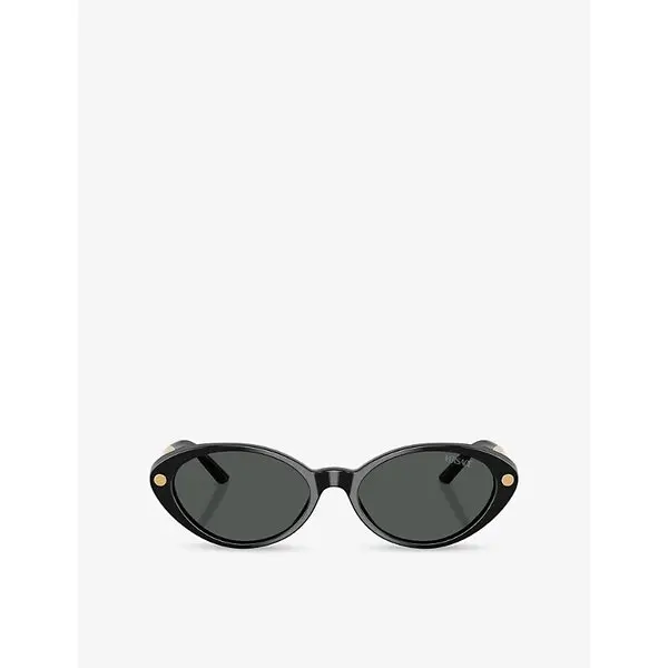 Versace Ve4469 Oval-frame Acetate Sunglasses - Black