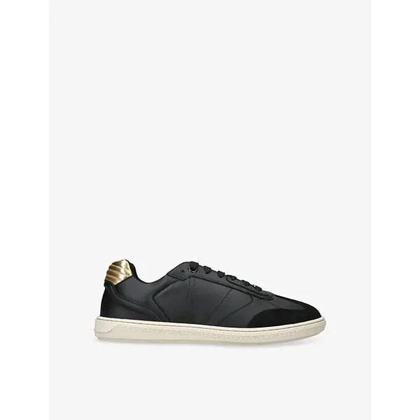 Versace Logo-plaque Leather Trainers - Black