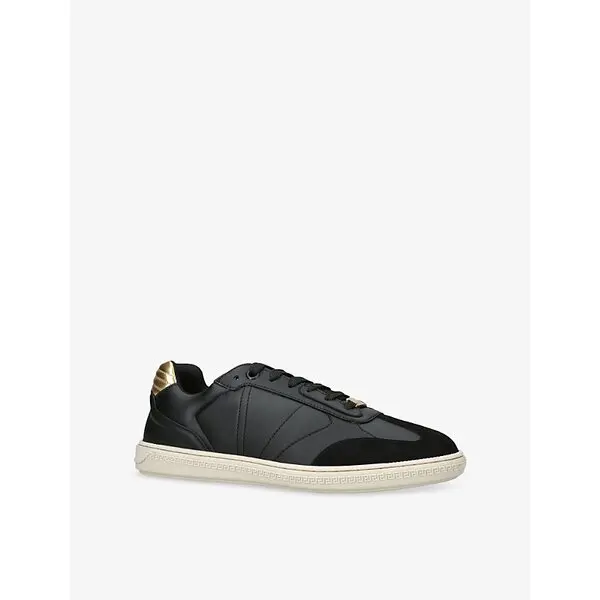 Versace Logo-plaque Leather Trainers - Black