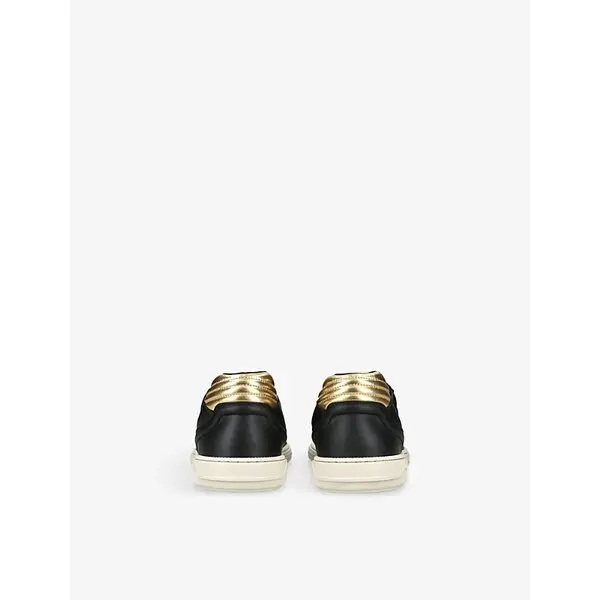 Versace Logo-plaque Leather Trainers - Black