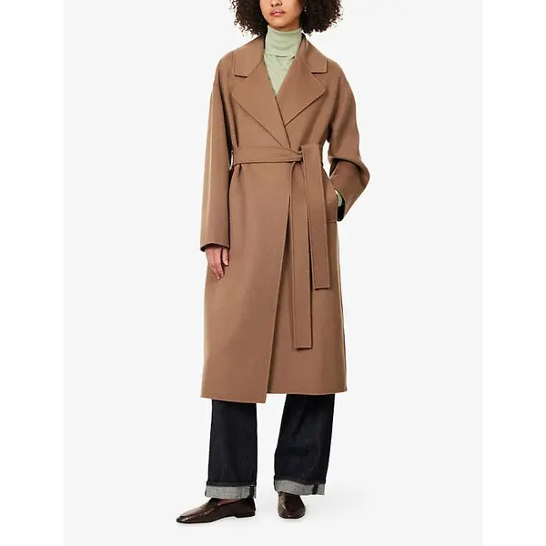 Max Mara Long Brushed Wool Coat - Camel