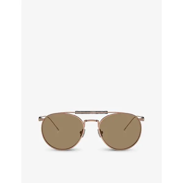 Brunello Cucinelli Phantos-frame Titanium Sunglasses - Gold