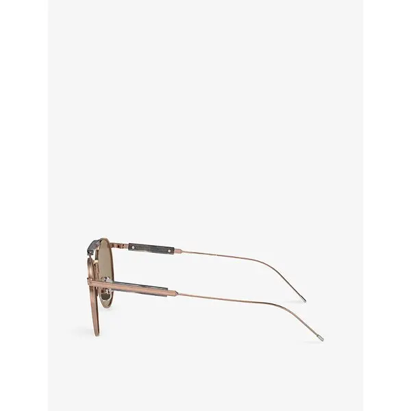 Brunello Cucinelli Phantos-frame Titanium Sunglasses - Gold