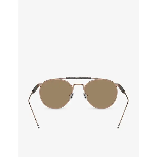 Brunello Cucinelli Phantos-frame Titanium Sunglasses - Gold