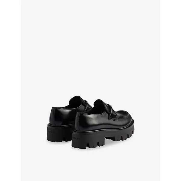 Prada Brand-plaque Leather Loafers - Black