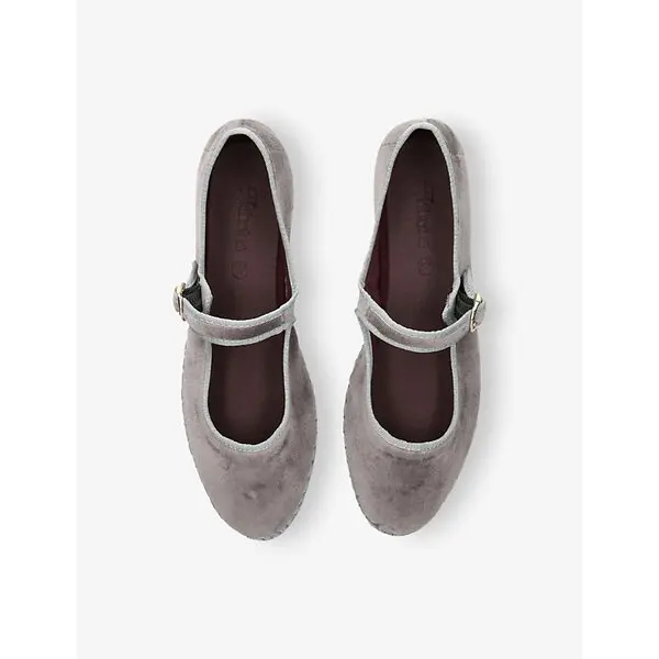 FLABELUS Sampson Velvet Ballet Flats - Grey