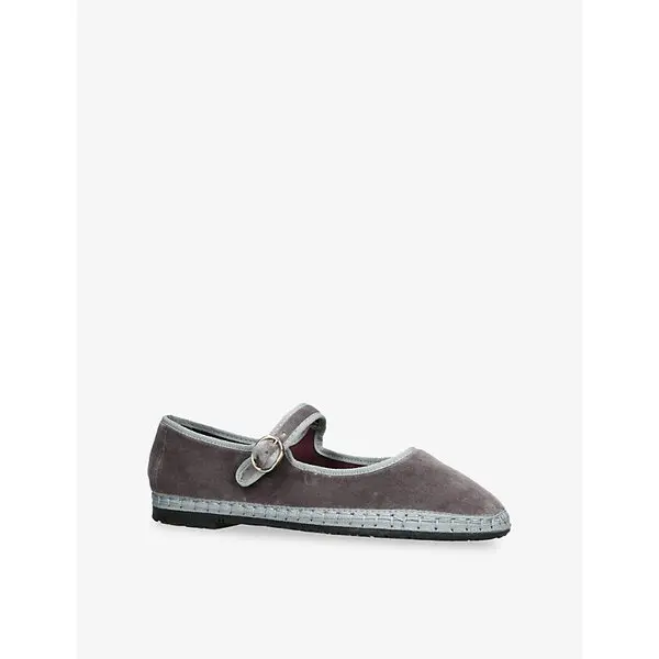FLABELUS Sampson Velvet Ballet Flats - Grey