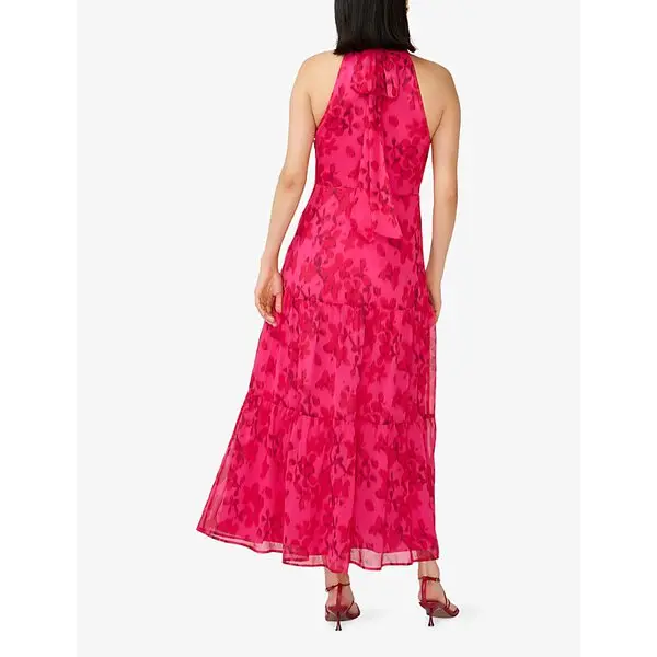 OMNES Floral-print Chiffon Maxi Dress - Pink