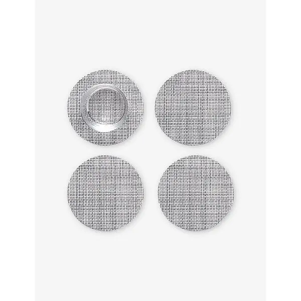 CHILEWICH Basketweave Woven Coasters Set Of Four - Mist