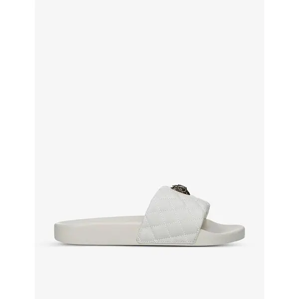 Kurt Geiger Meena Eagle Embellished Quilted Sliders - Bone