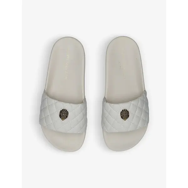 Kurt Geiger Meena Eagle Embellished Quilted Sliders - Bone