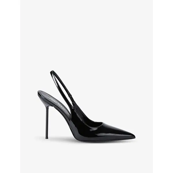 Paris Texas Lidia Sling-back Pointed-toe Leather Heels - Black