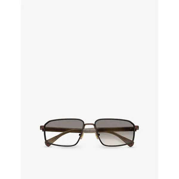 Brunello Cucinelli Irregular-frame Titanium Sunglasses - Brown